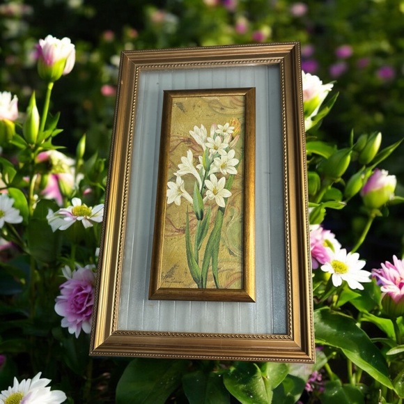 Signed Print | Art | White Lilies Tuberose Print Sign By Artist Beveled ...